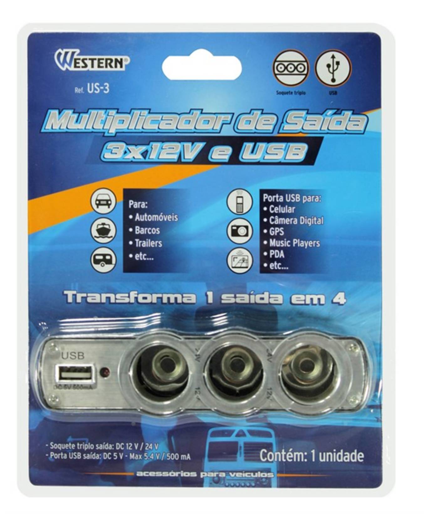 TOMADA MULTIPLICADORA DE SAIDA - WESTERN :: US-3 - 412660